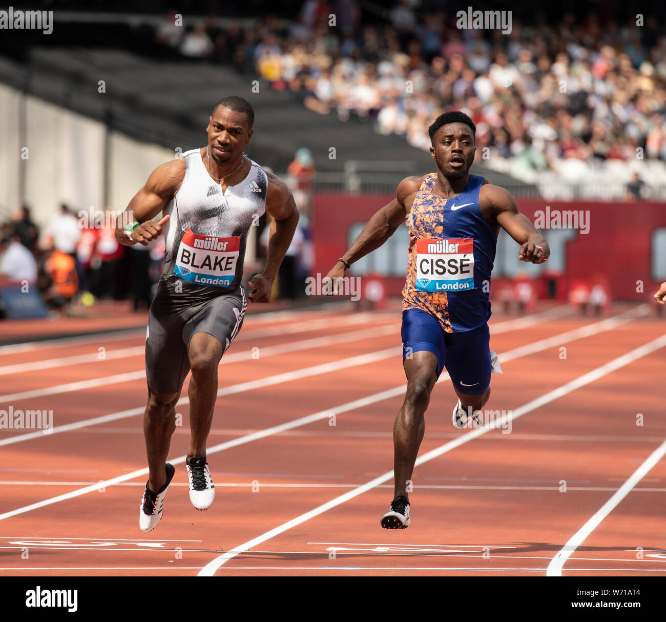 LONDON, ENGLAND - JULY 20: Yohan Blake (JAM) Arthur Gue Cisse (CIV ...