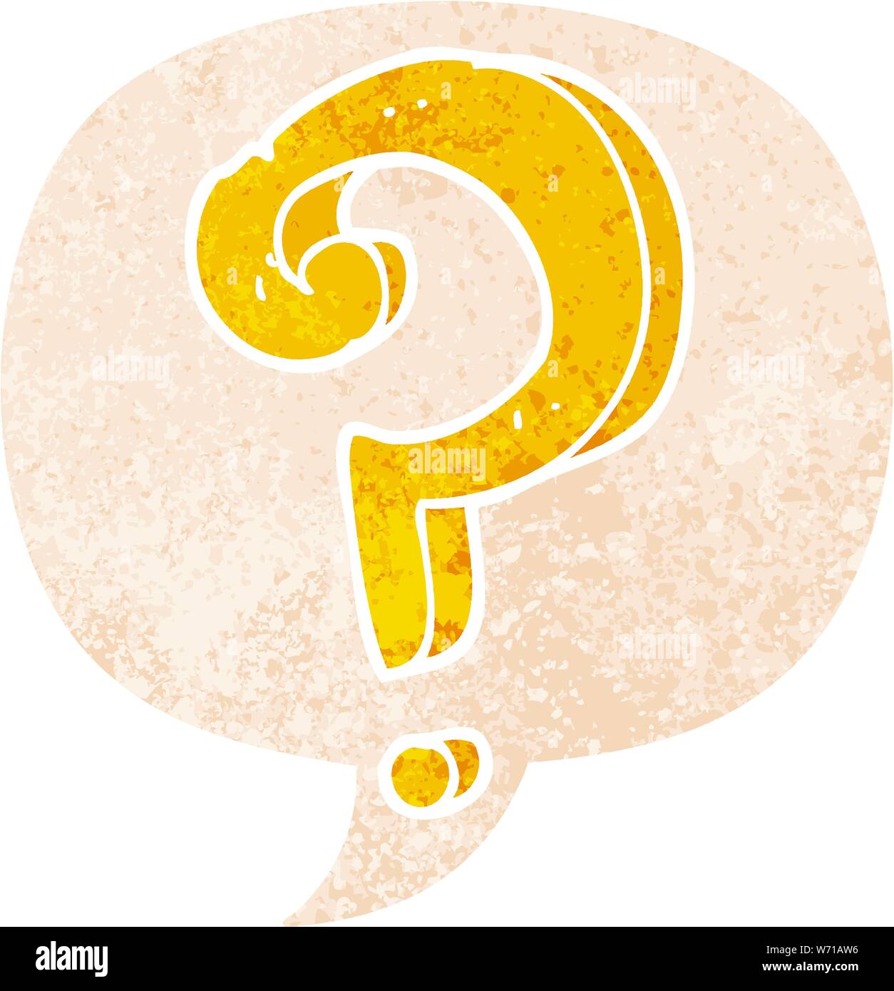 cartoon question mark with speech bubble in grunge distressed retro ...