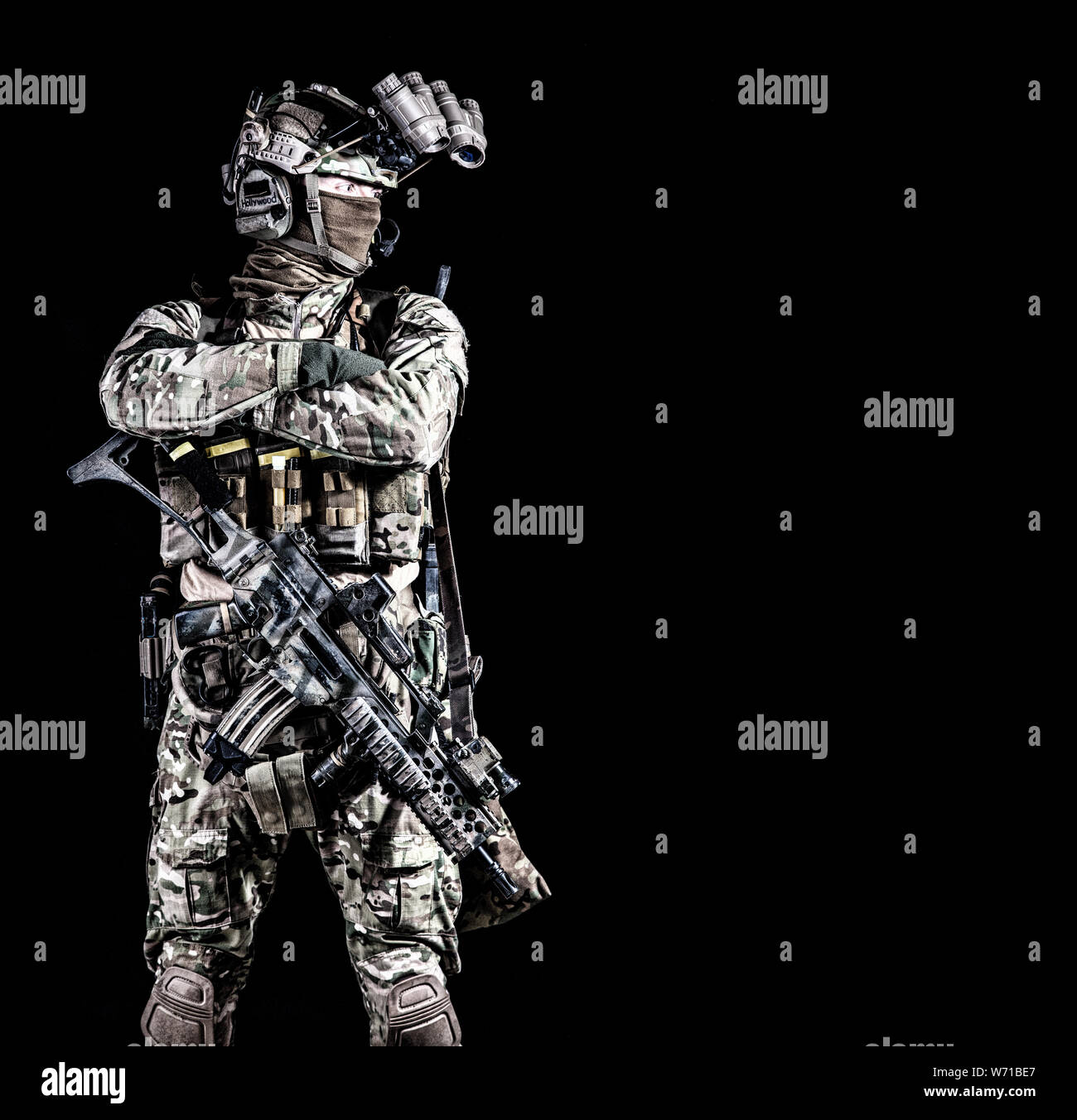 Anti terrorist squad fighter on black background Stock Photo - Alamy