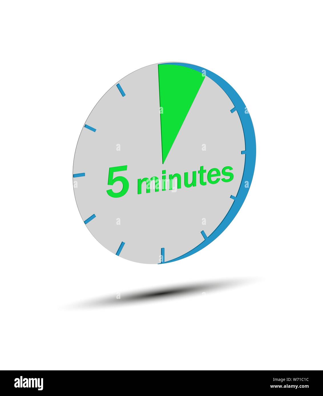 Dial scale with visual and numerical value of 5 minutes, three ...