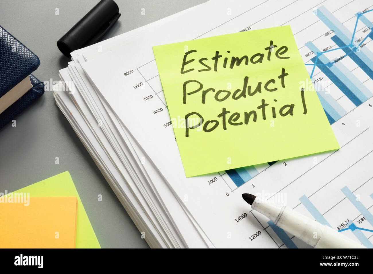 Estimate product potential sign on the analytics business report Stock ...