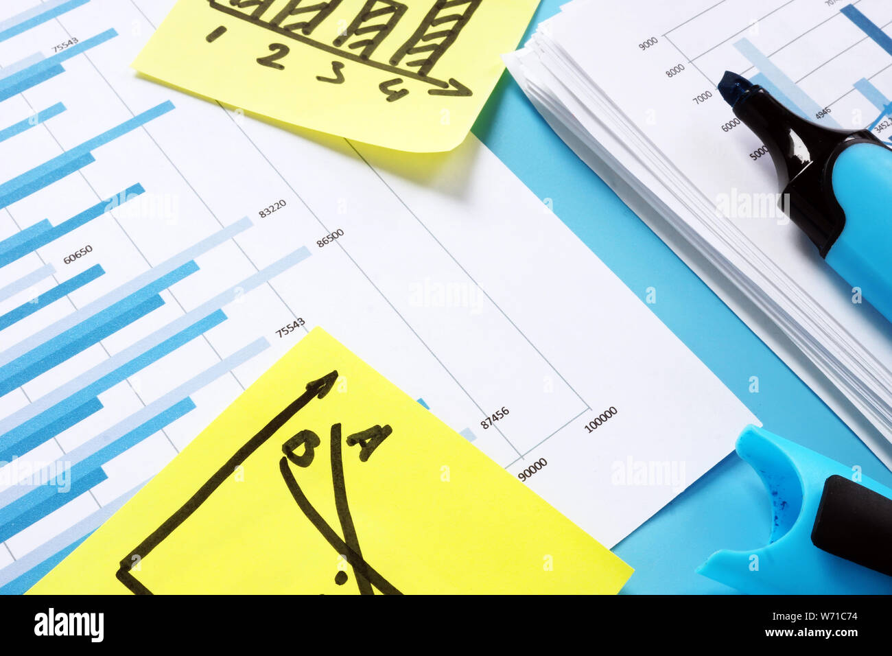 Financial report for audit. Stack of papers with business charts Stock ...