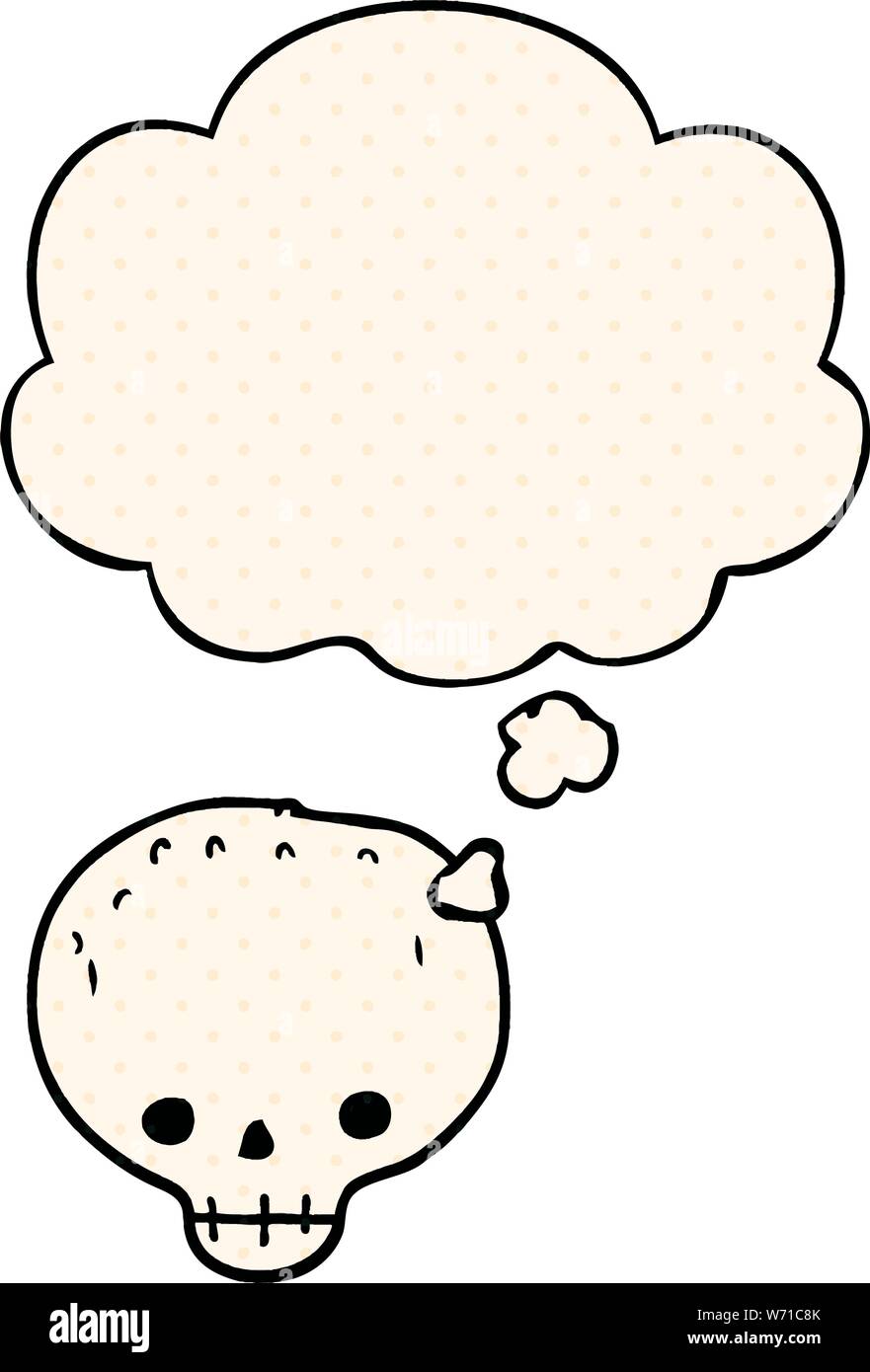 cartoon skull with thought bubble in comic book style Stock Vector ...