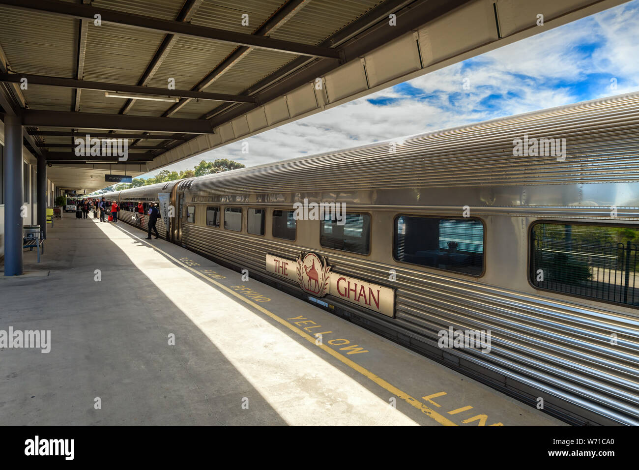 Adelaide Parklands Terminal, South Australia - August 4, 2019: The Ghan ...