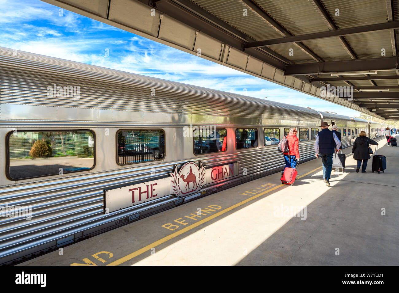 Adelaide Parklands Terminal, South Australia - August 4, 2019: The Ghan ...