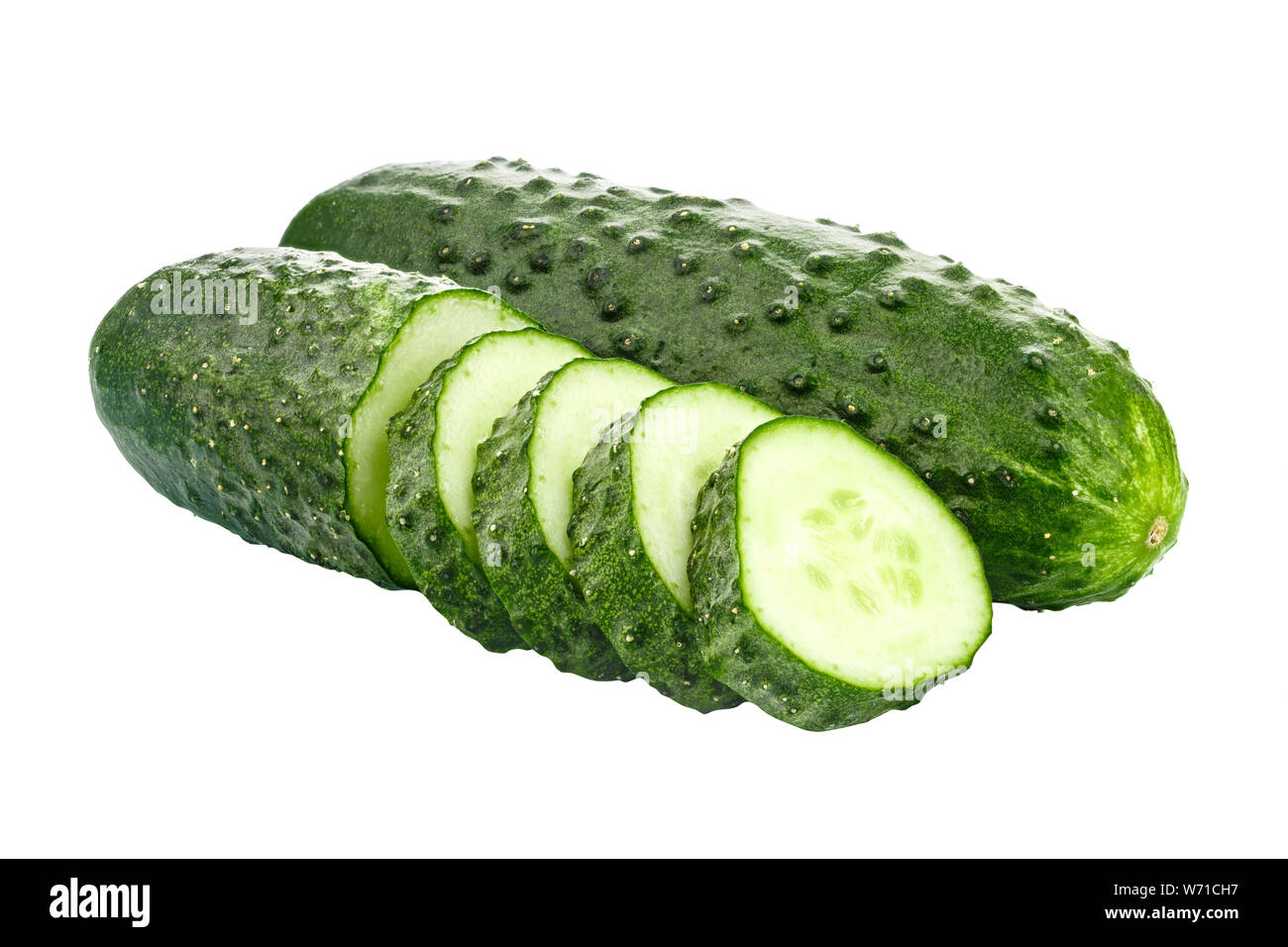 sliced cucumber isolated on white background. file contains clipping ...