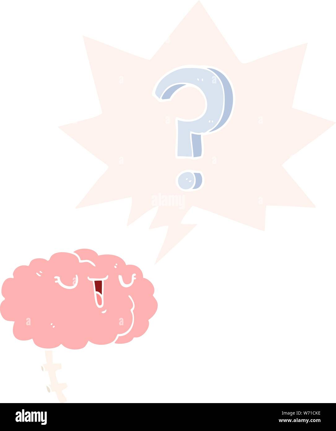 cartoon curious brain with speech bubble in retro style Stock Vector ...
