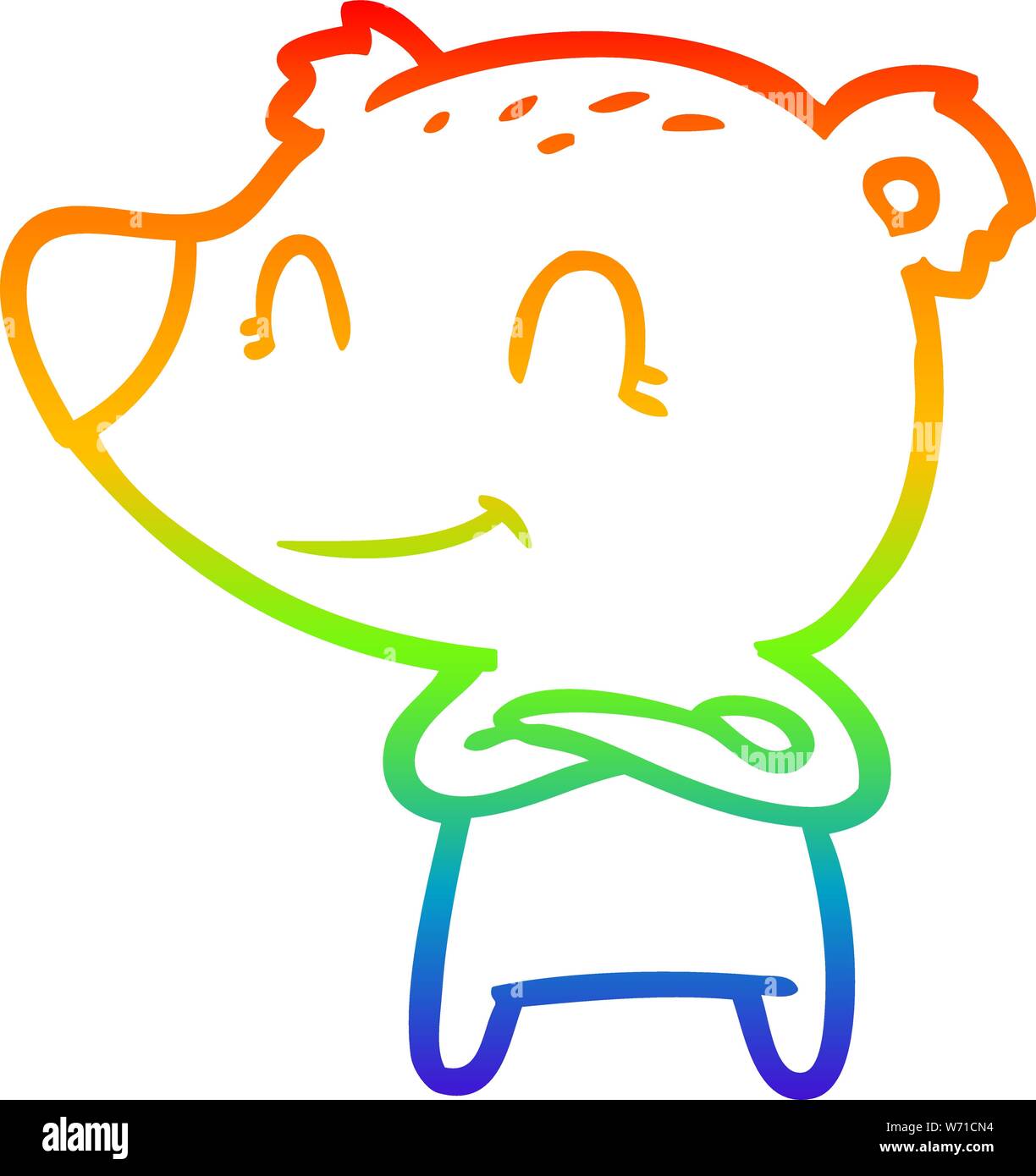 rainbow gradient line drawing of a smiling bear cartoon Stock Vector ...