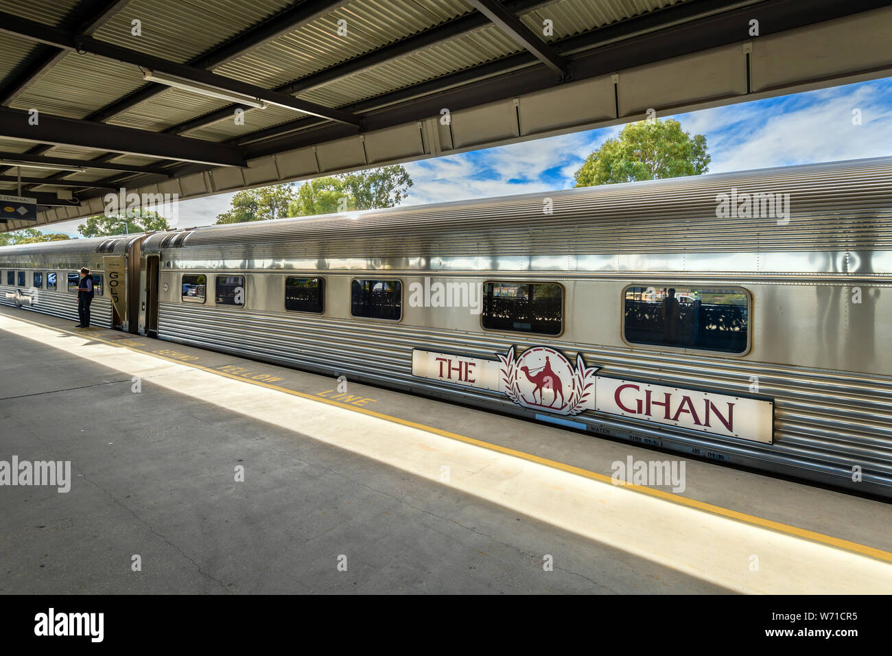 Adelaide Parklands Terminal, South Australia - August 4, 2019: The Ghan ...