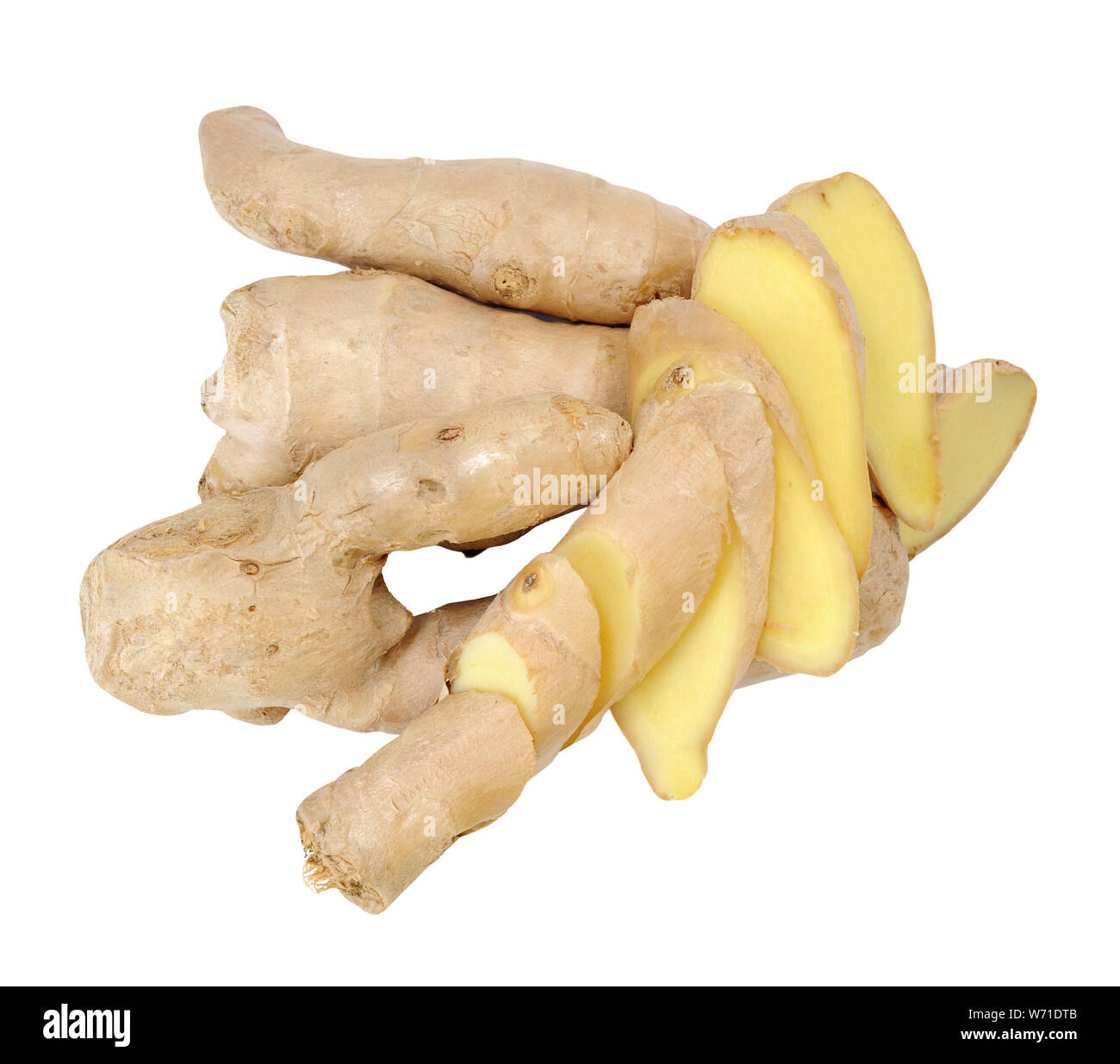 sliced ginger isolated on white Stock Photo - Alamy