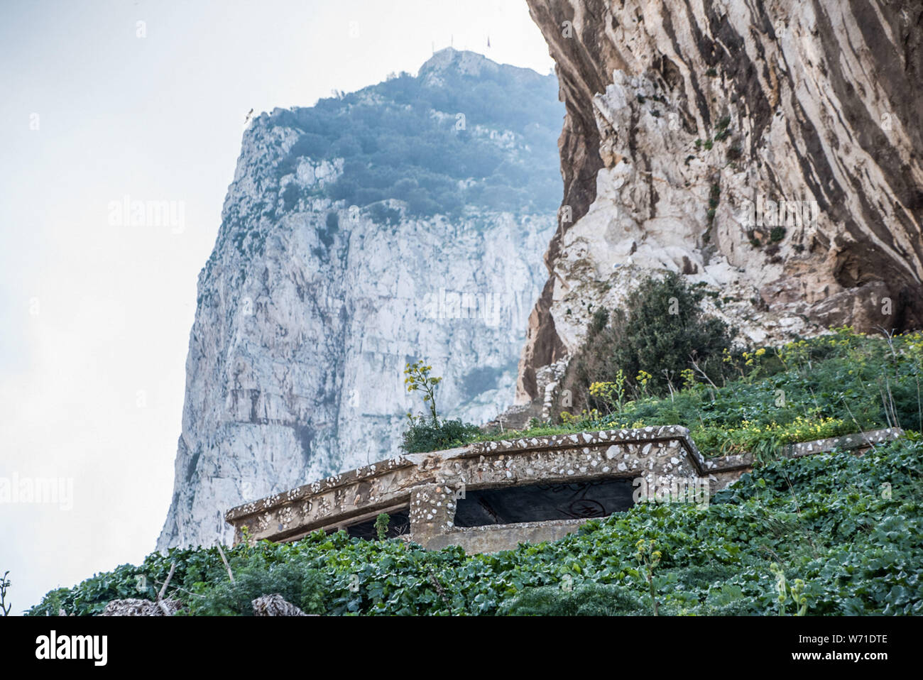 Gibraltar, Europe, March, 2016. The Northern Defences of Gibraltar are ...
