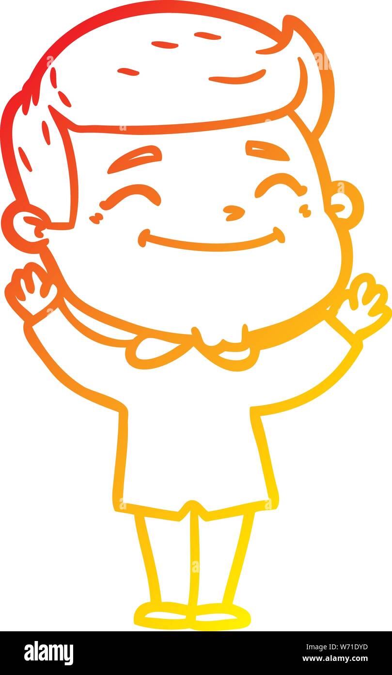 warm gradient line drawing of a happy cartoon man Stock Vector Image ...