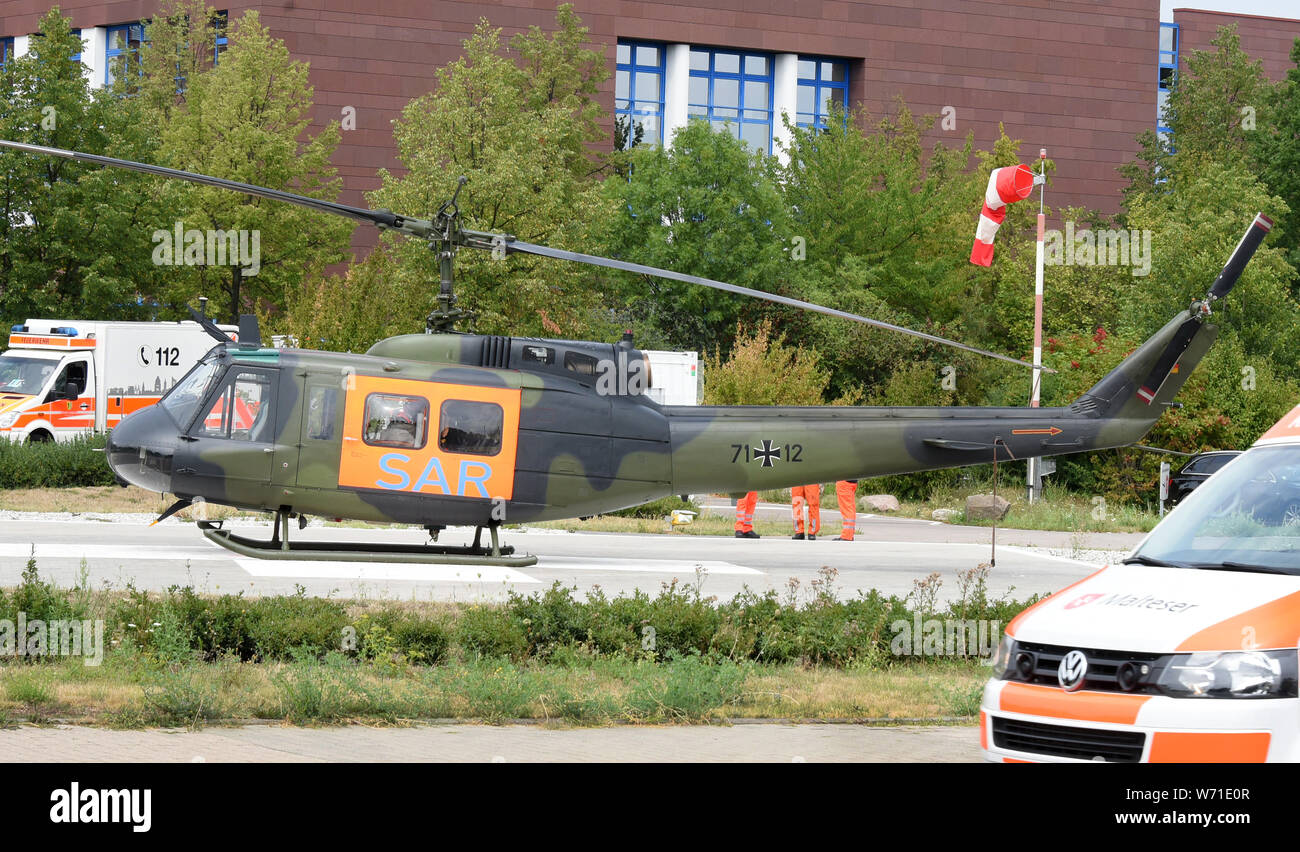 Leipzig, Germany. 02nd Aug, 2019. On the helipad in front of the Heart ...