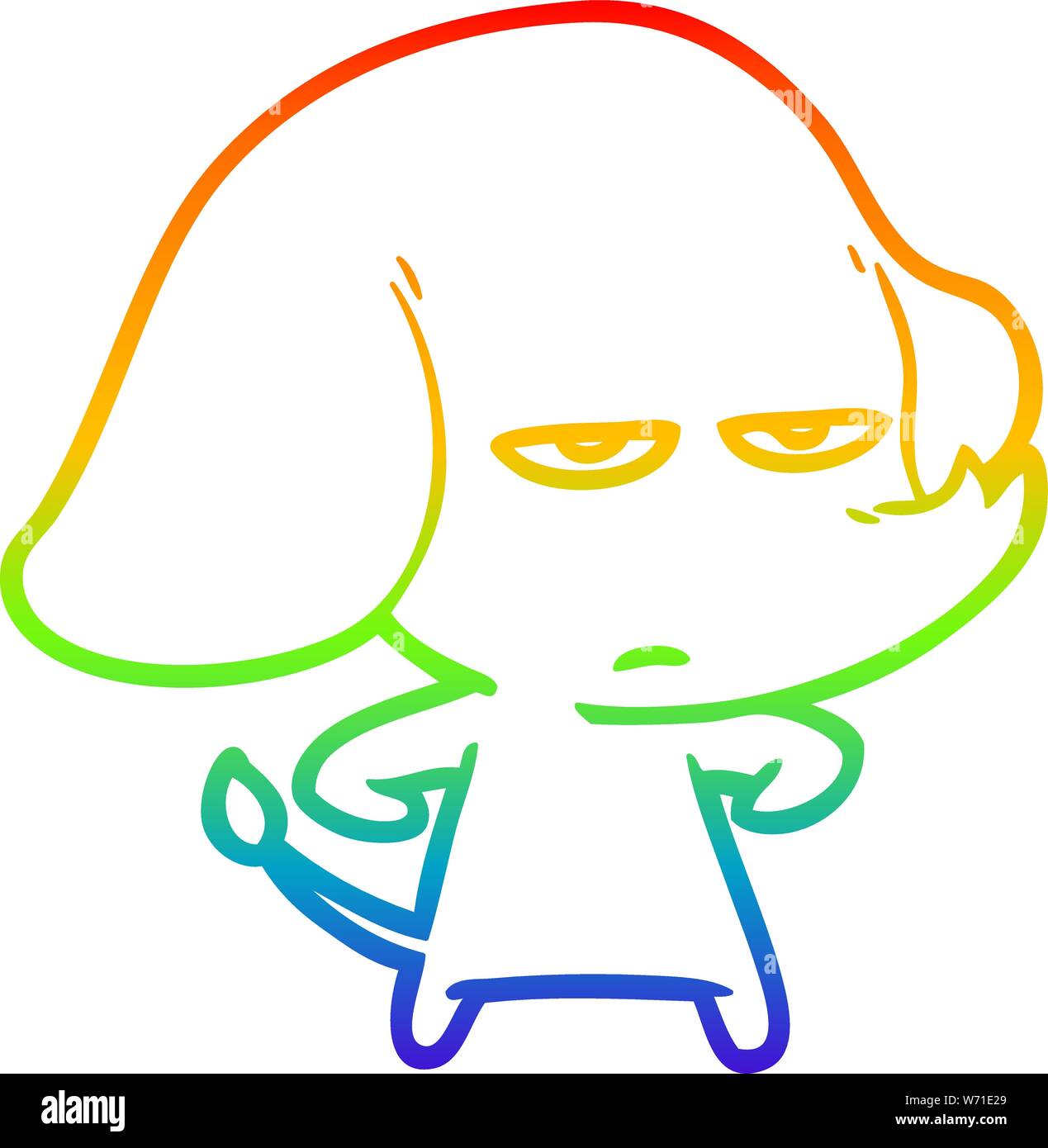 rainbow gradient line drawing of a annoyed cartoon elephant Stock ...