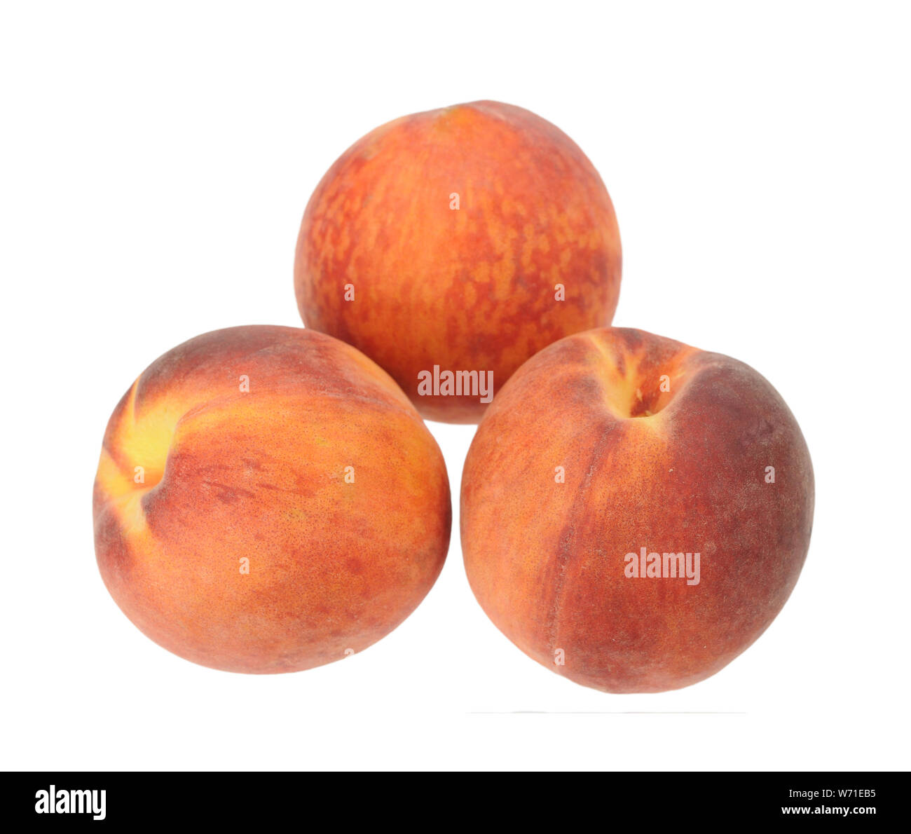 three peaches isolated on white Stock Photo - Alamy