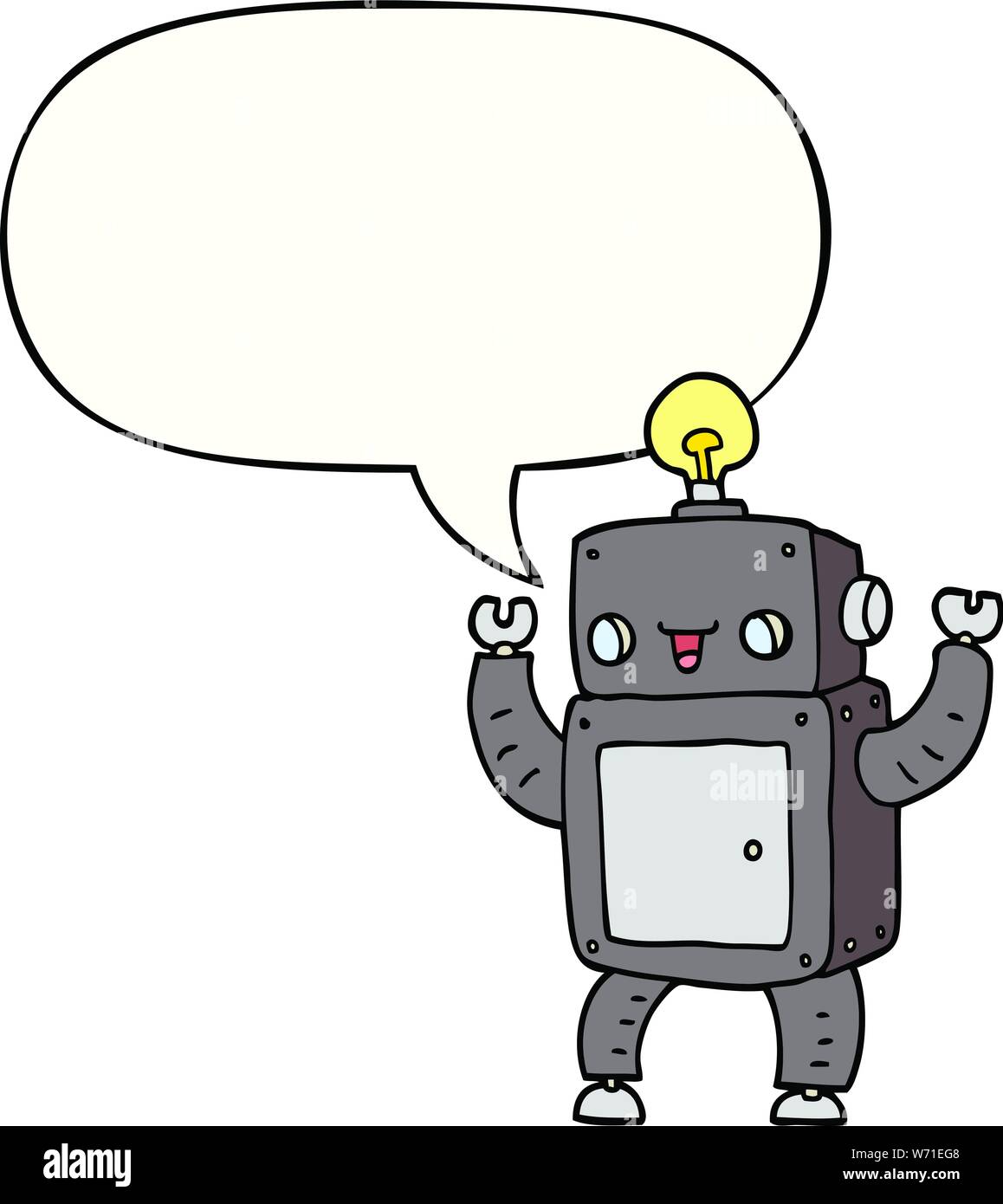 cartoon happy robot with speech bubble Stock Vector Image & Art - Alamy