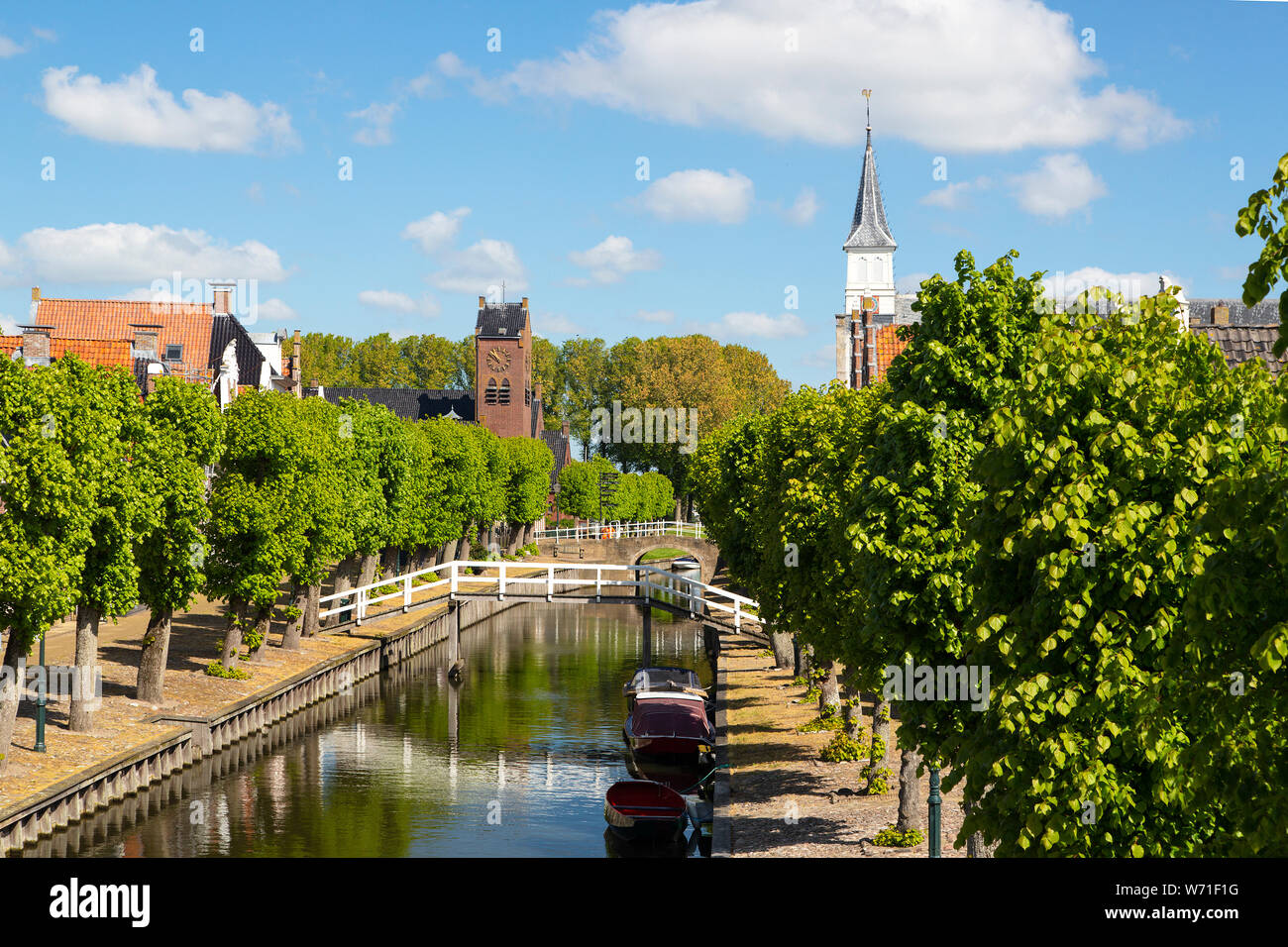 Canal in historic Dutch town Sloten, Friesland Stock Photo - Alamy
