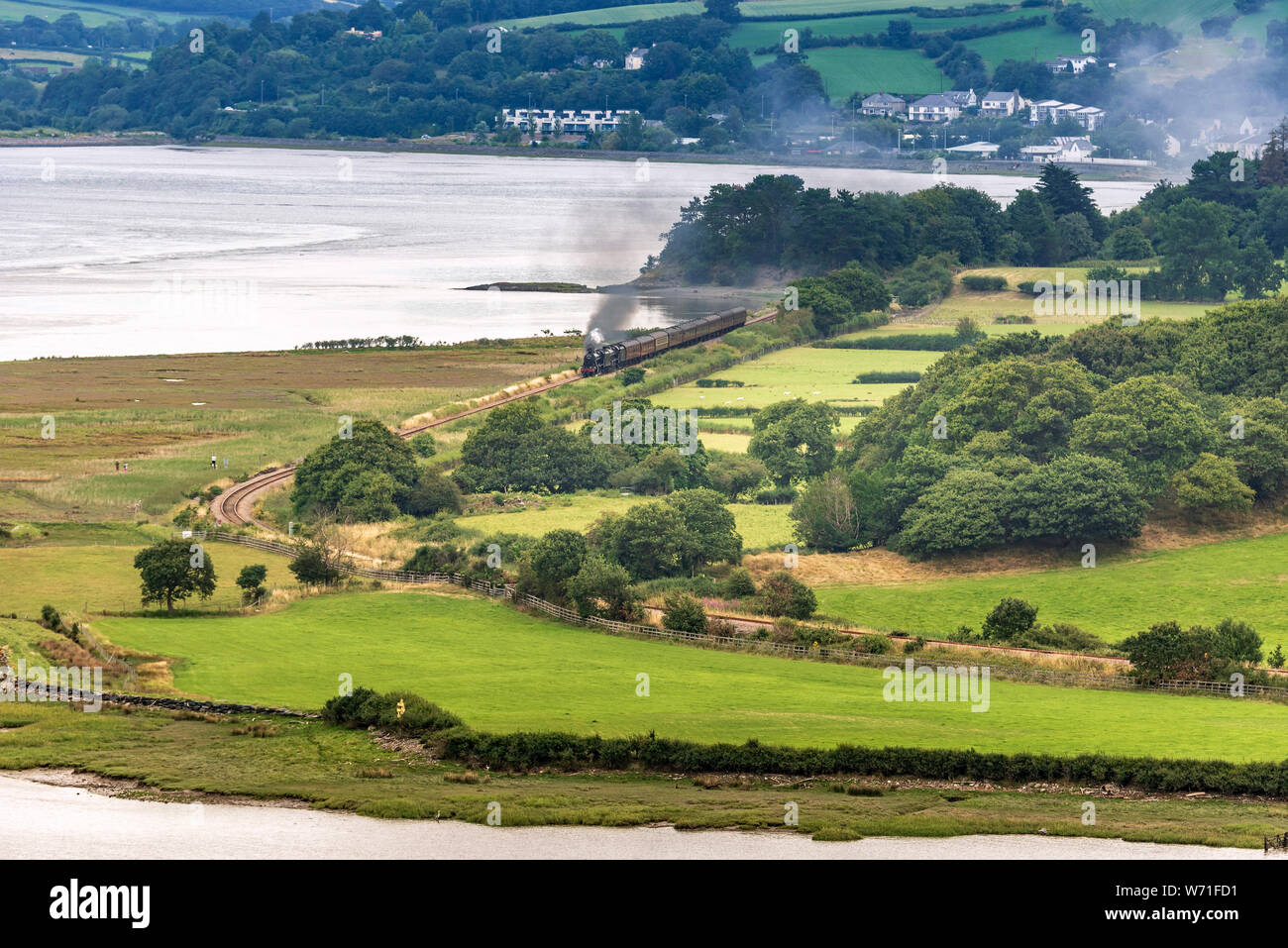 The river Conwy in Conwy Valley. Two Stanier Black Five steam ...