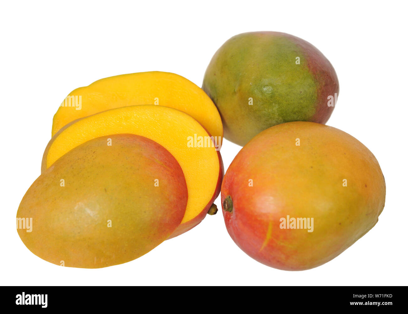 whole and sliced mango fruit isolated on white Stock Photo - Alamy