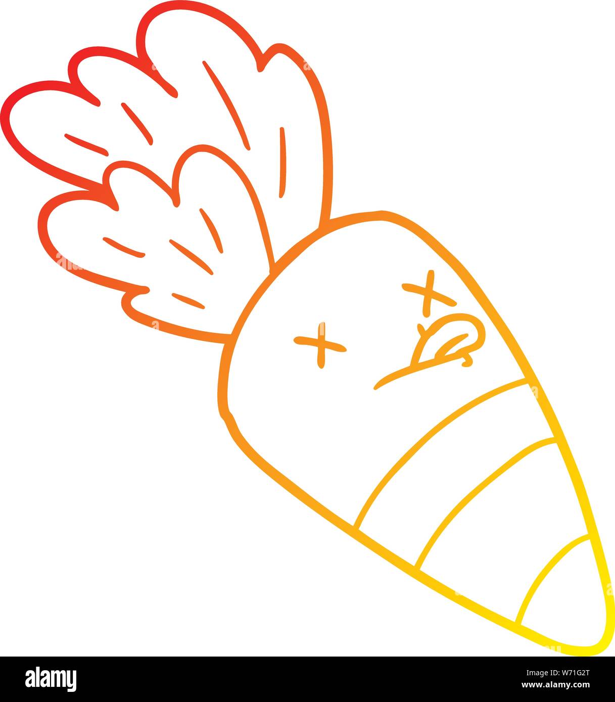 warm gradient line drawing of a cartoon dead carrot Stock Vector Image ...