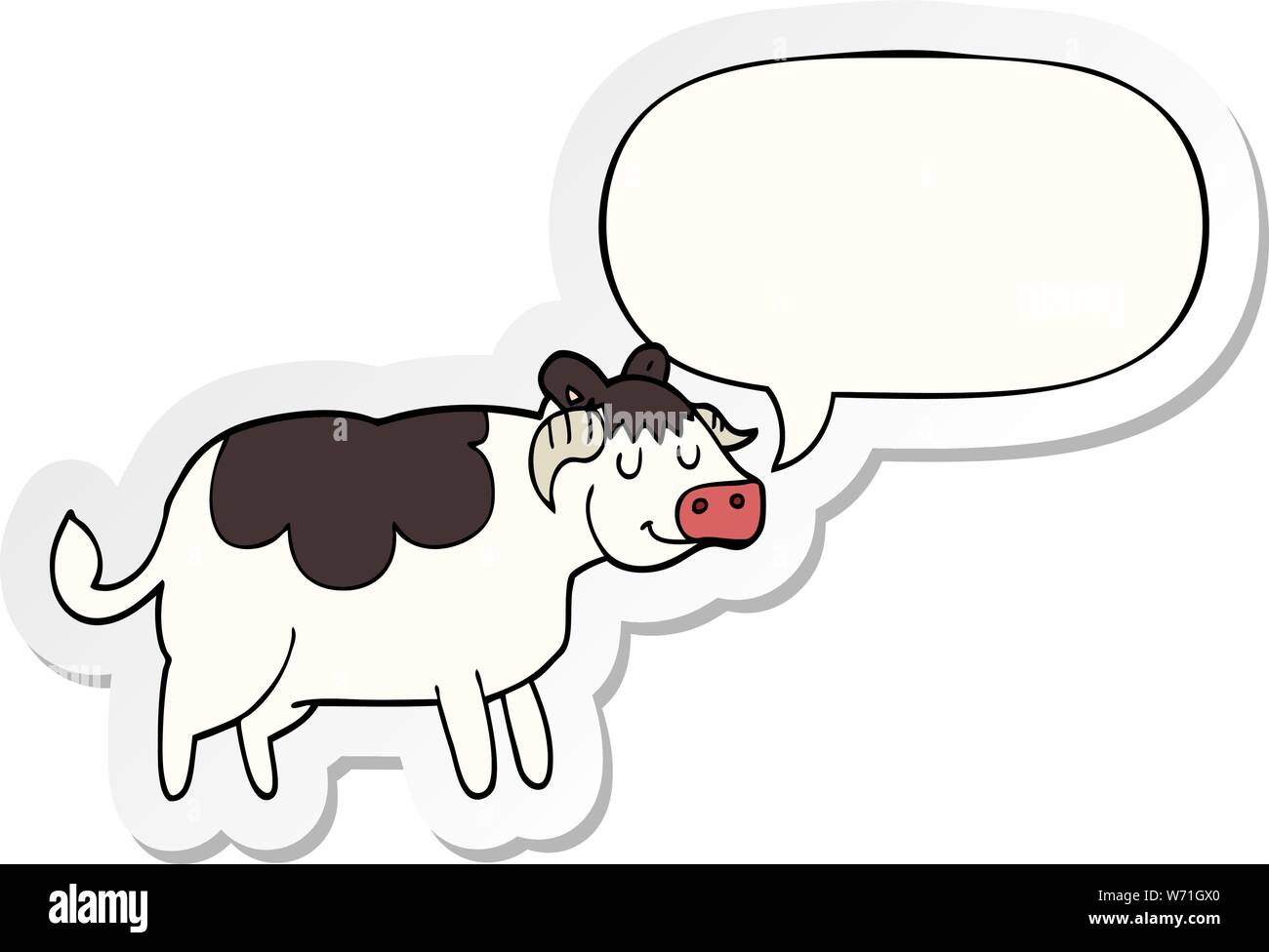 cartoon cow with speech bubble sticker Stock Vector Image & Art - Alamy