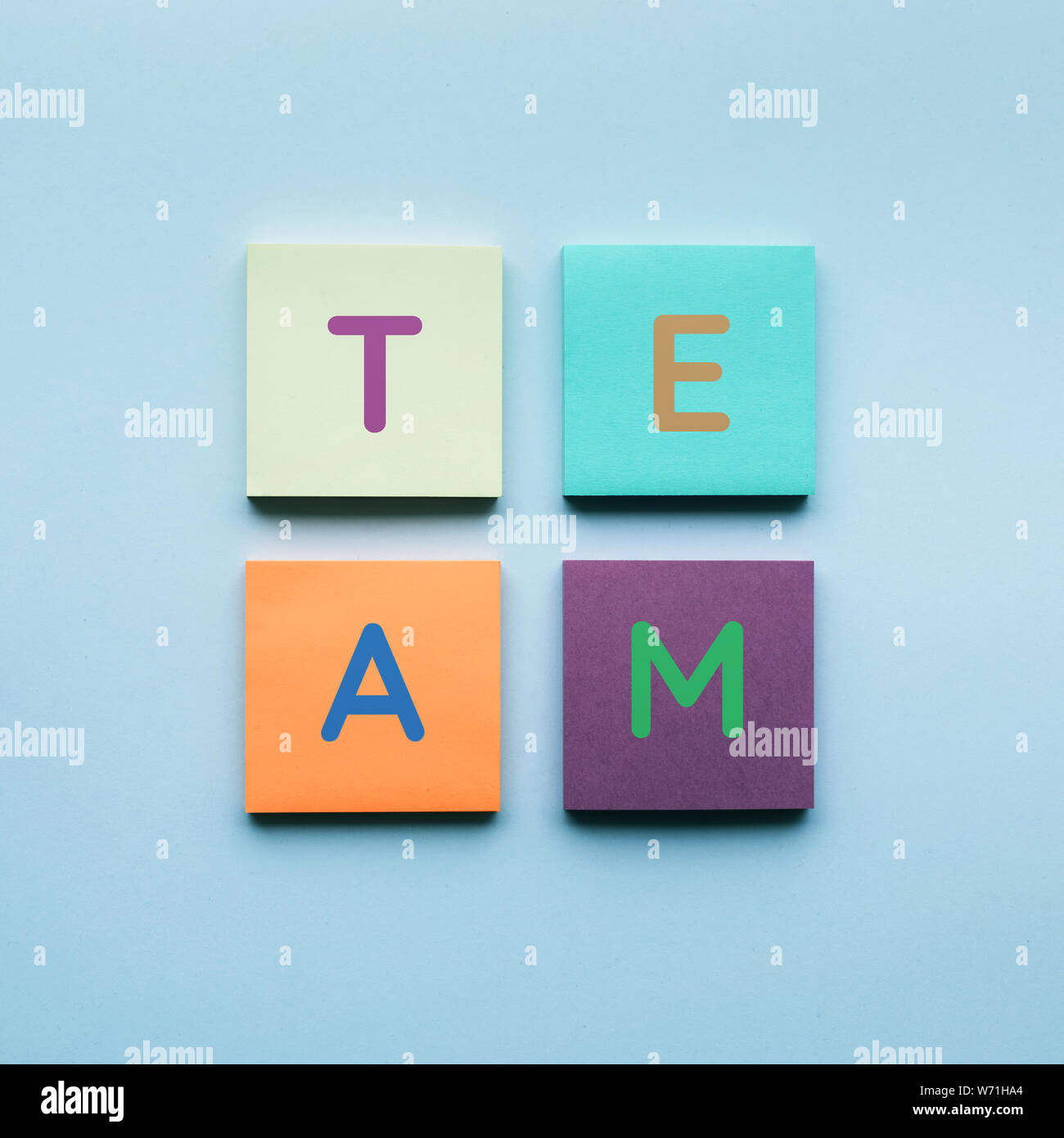 Team text on colorful of notepaper backgrounds Stock Photo - Alamy
