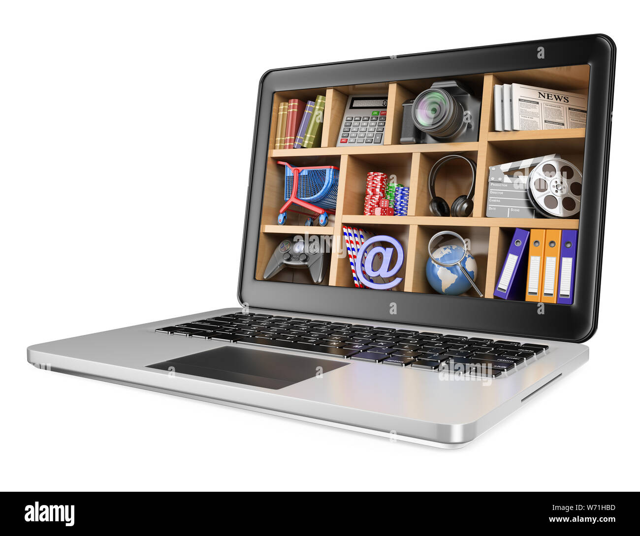 3d illustration. New technologies. Multimedia concept. Isolated white ...