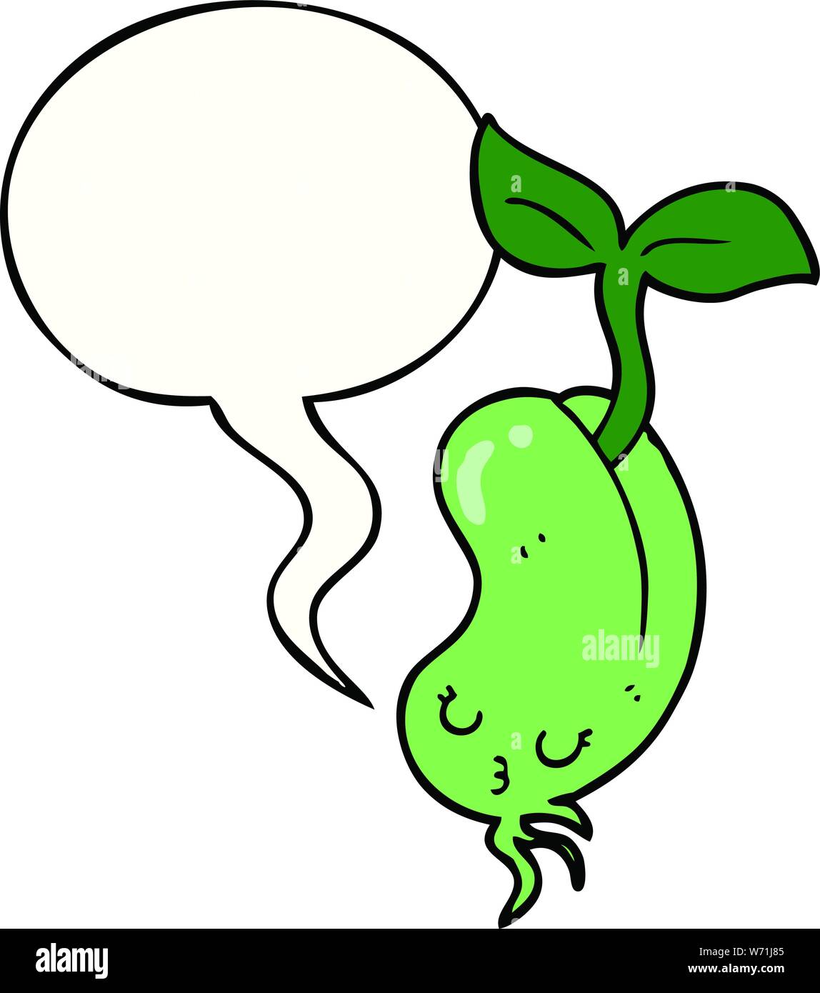 cartoon sprouting bean with speech bubble Stock Vector Image & Art - Alamy