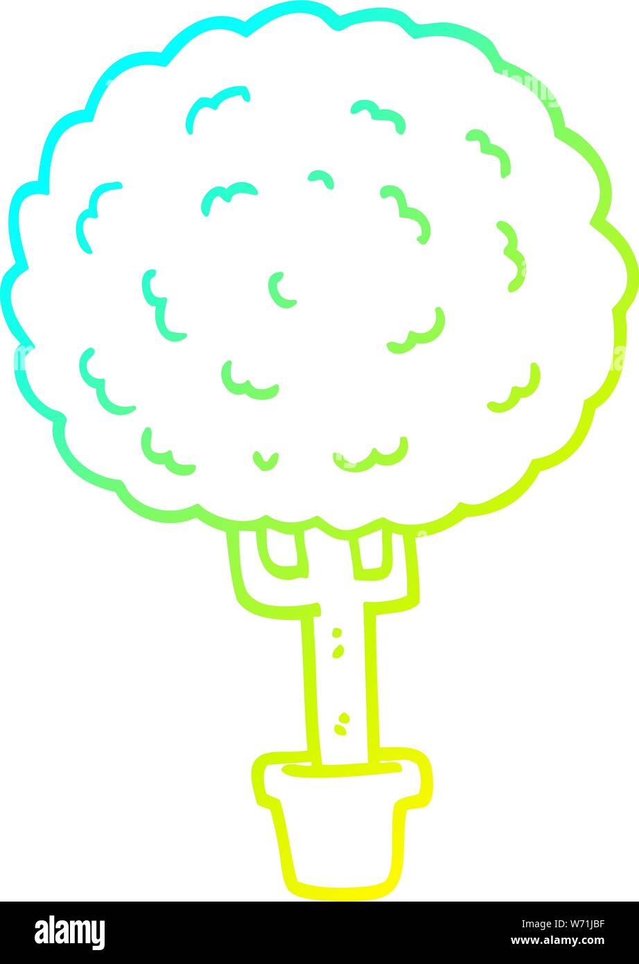 cold gradient line drawing of a cartoon tree Stock Vector Image & Art ...