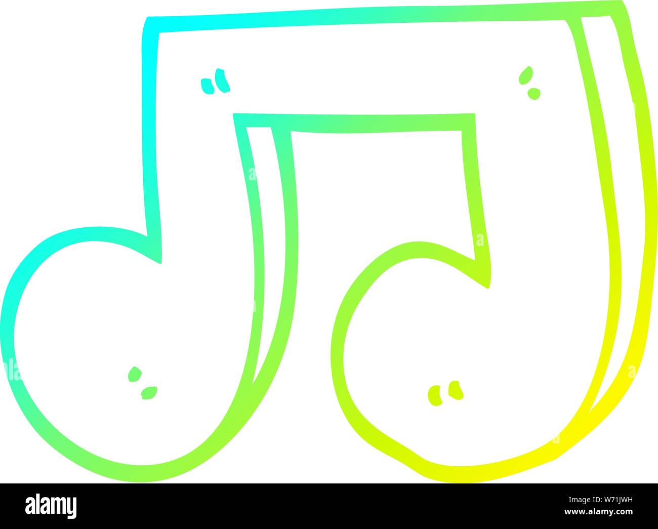 cold gradient line drawing of a cartoon musical notes Stock Vector ...