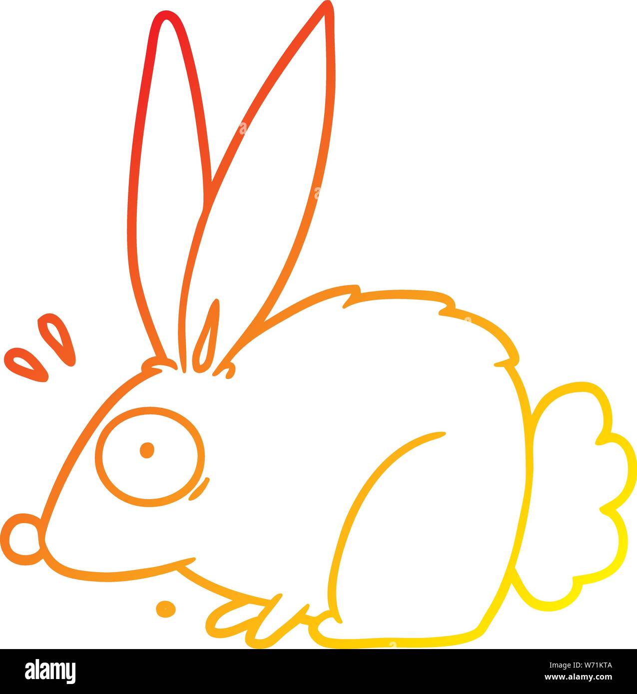 warm gradient line drawing of a cartoon frightened rabbit Stock Vector ...