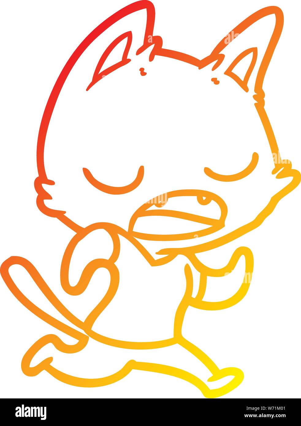 warm gradient line drawing of a talking cat cartoon Stock Vector Image ...