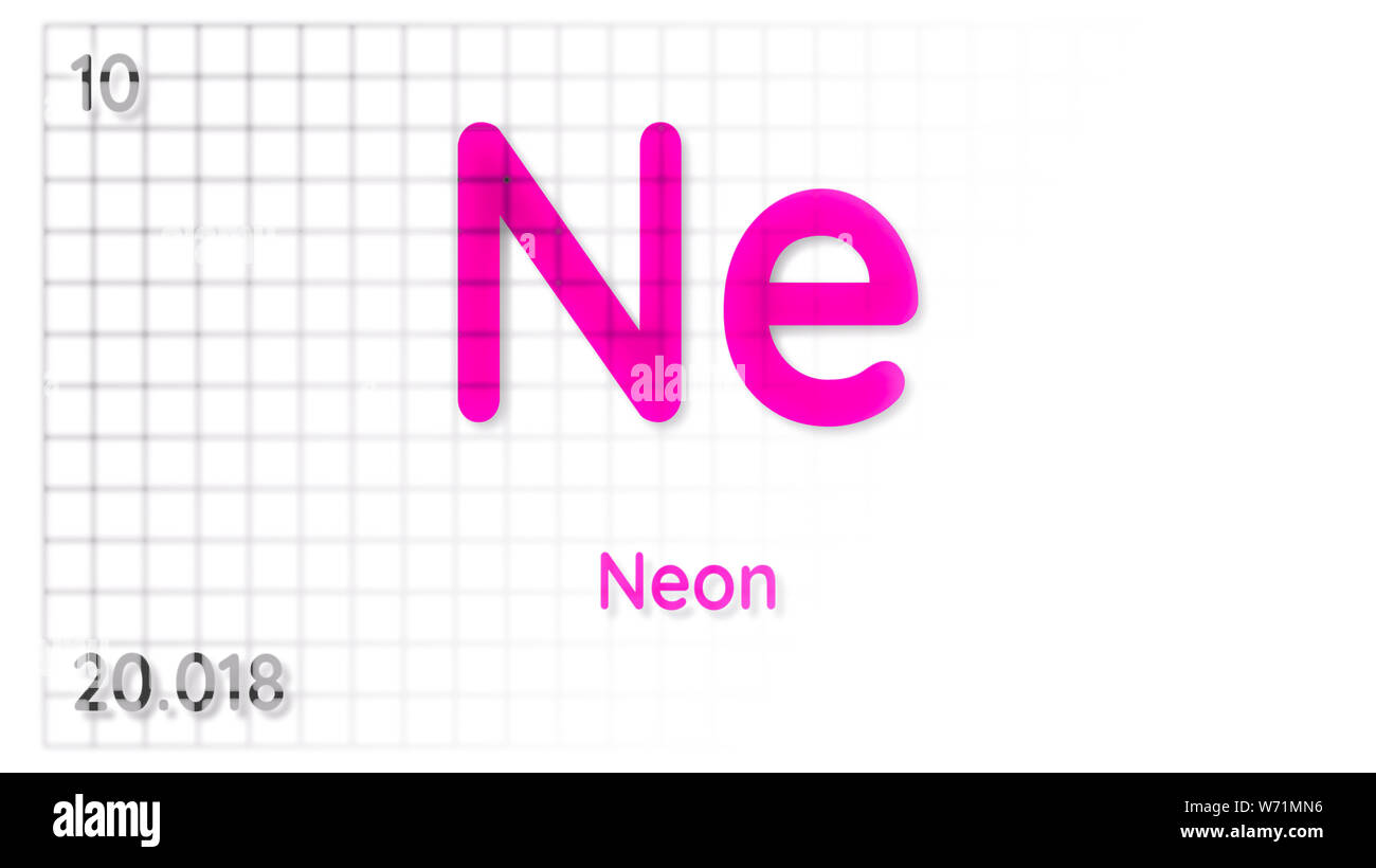 Neon chemical element atomic data and symbol illustration backdrop ...