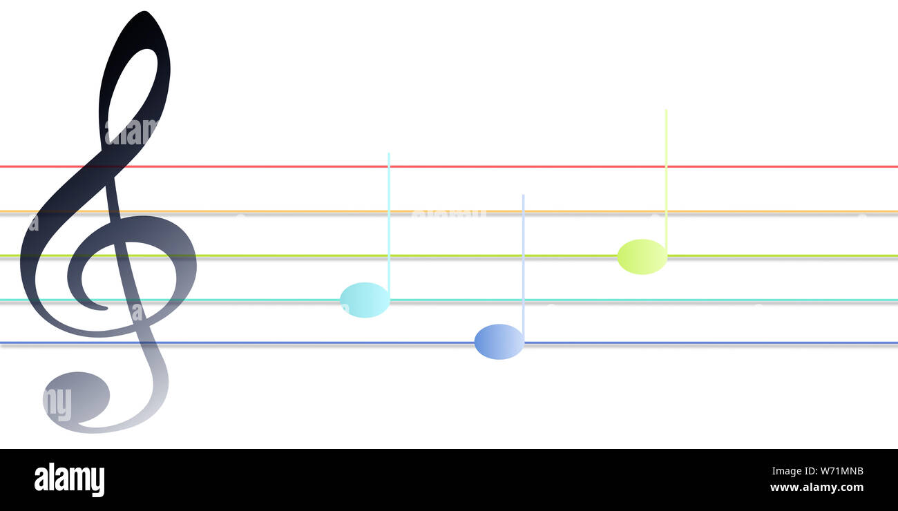 treble clef with stave on a white background Stock Photo - Alamy