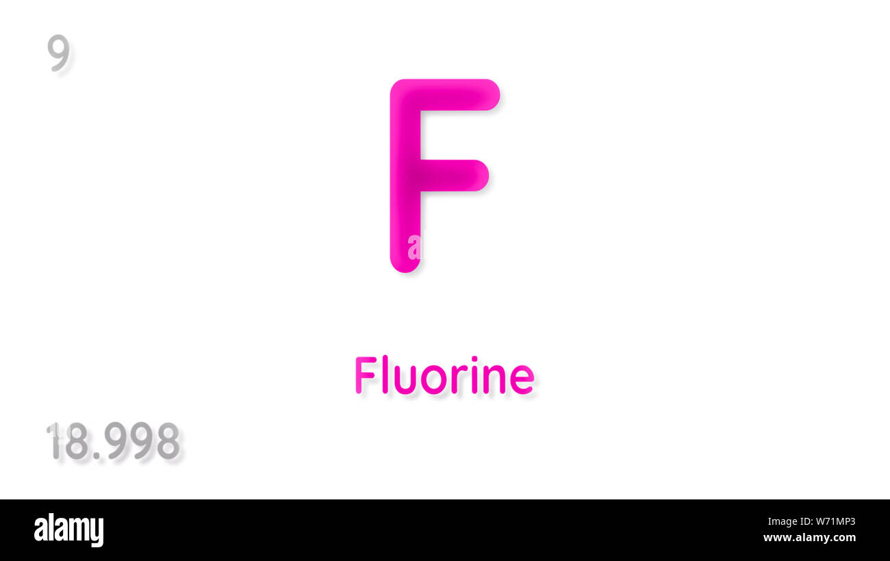 Fluorine chemical element atomic data and symbol illustration backdrop ...