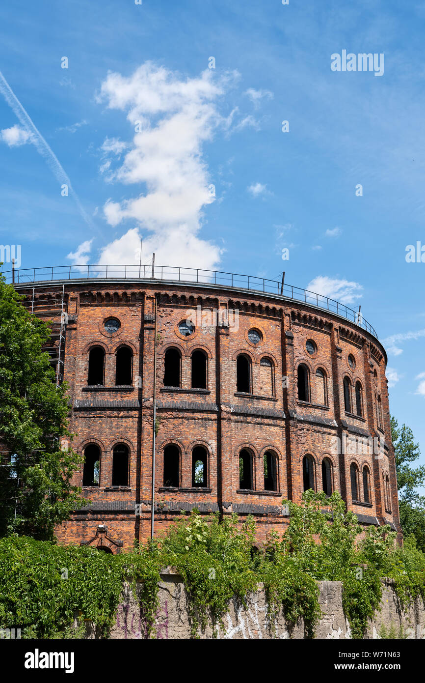 Historical gasworks building in Wola district in city of Warsaw in ...