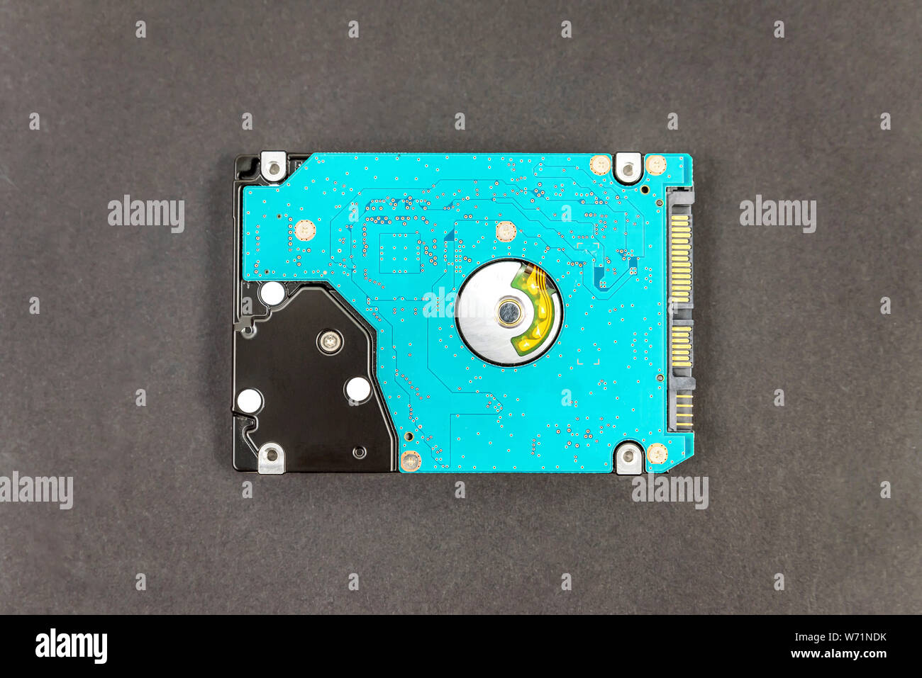 hdd 2.5 hard drive disk on dark background closeup overhead view Stock ...