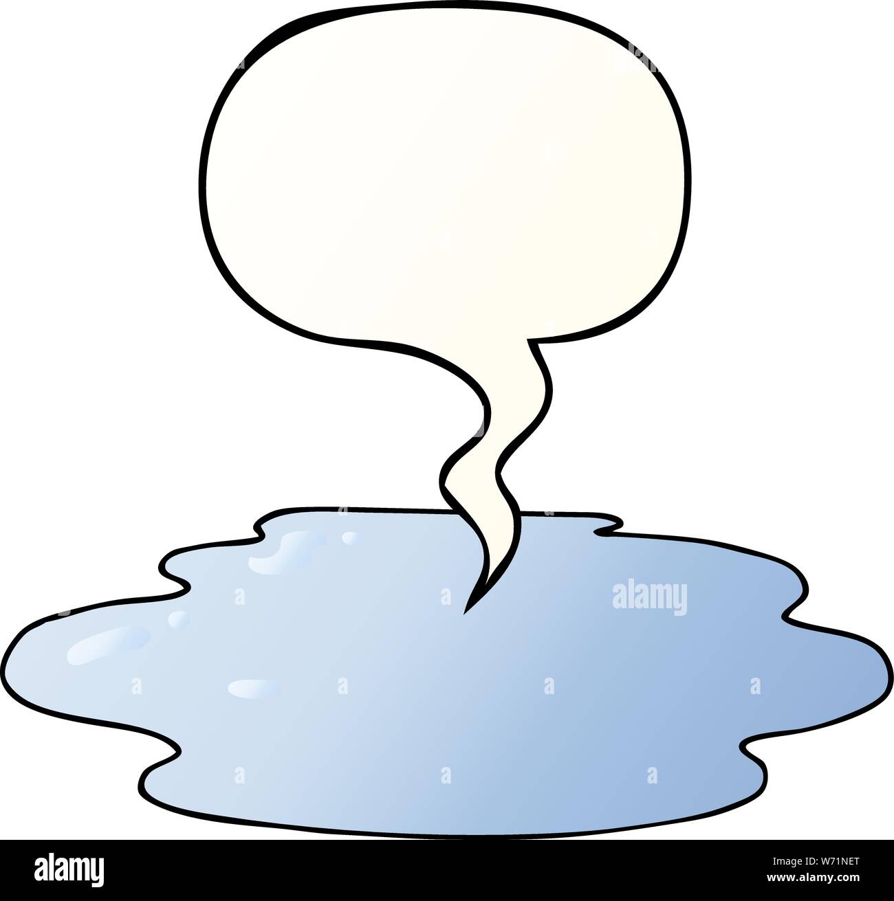 cartoon puddle of water with speech bubble in smooth gradient style ...