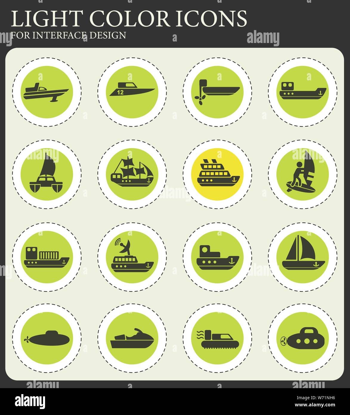 water transport web icons for user interface design Stock Vector Image ...