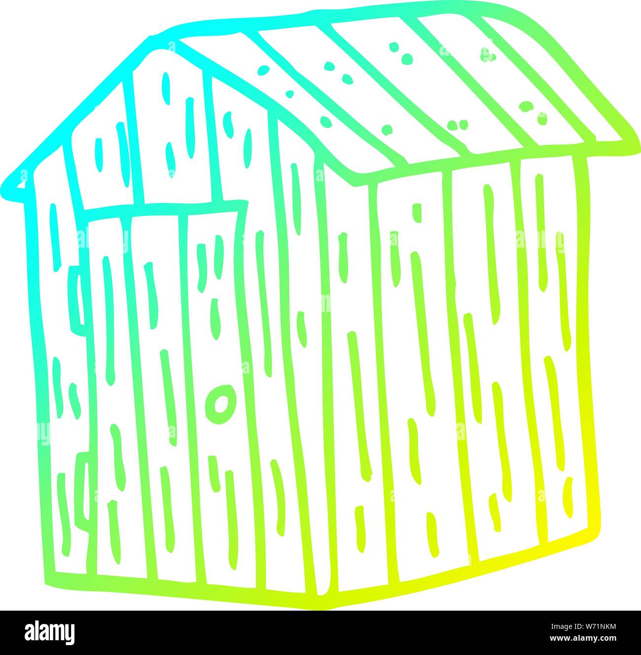 cold gradient line drawing of a cartoon wooden shed Stock Vector Image ...