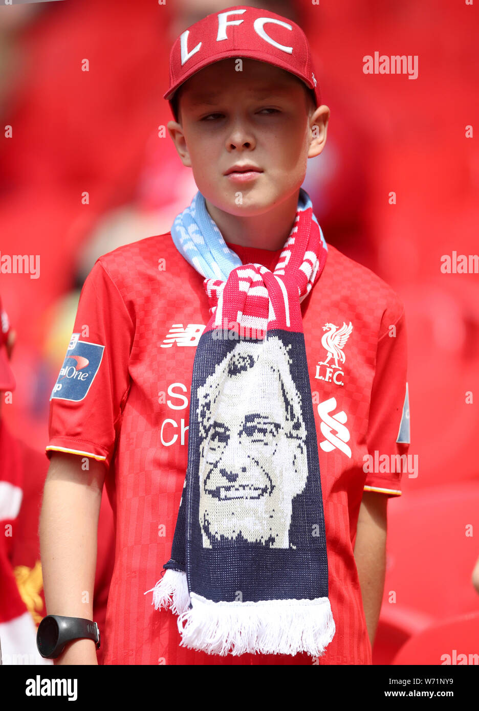 A young Liverpool fan ahead of the Community Shield match at Wembley ...