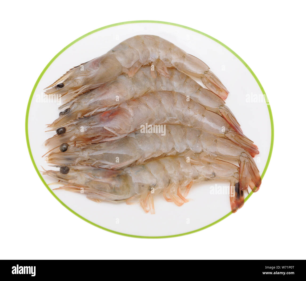 fresh shrimp on dish isolated on white Stock Photo - Alamy