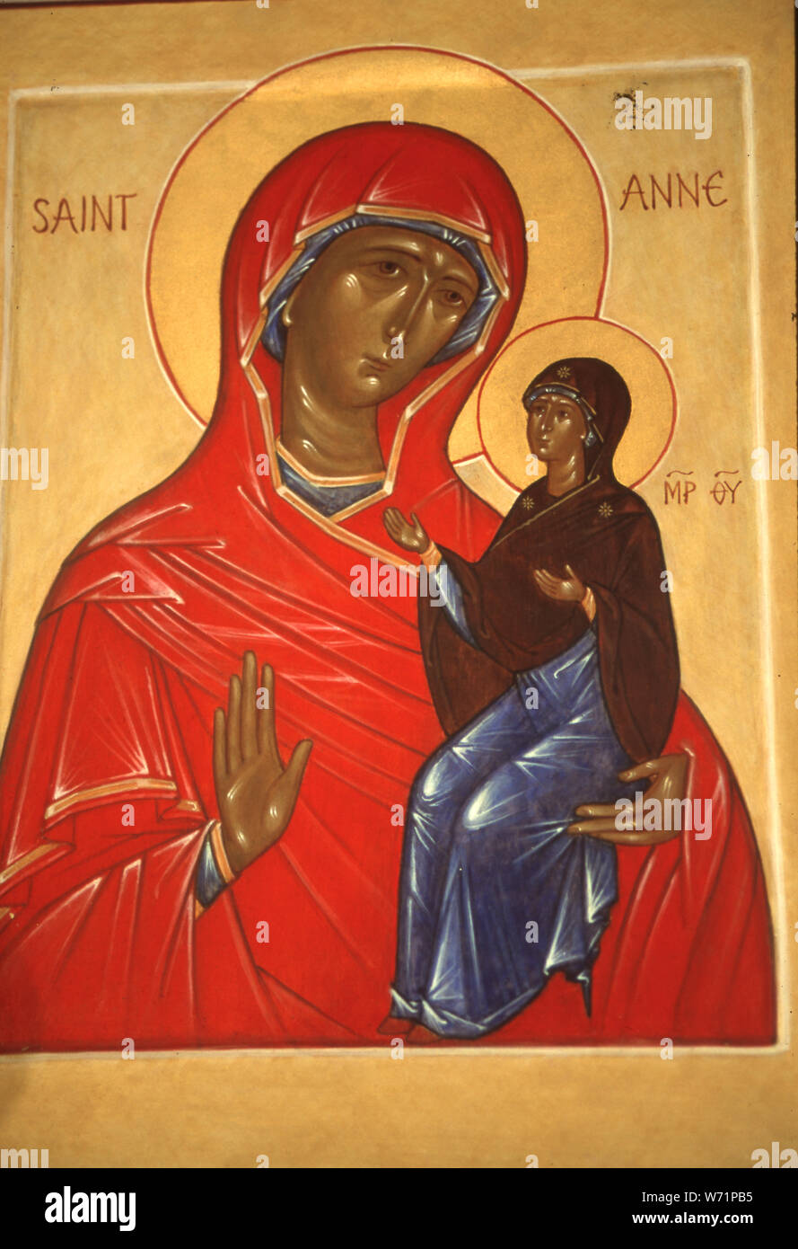 Painted Icon of St Anne and Mary, St Anne and St Lawrence, Elmstead ...