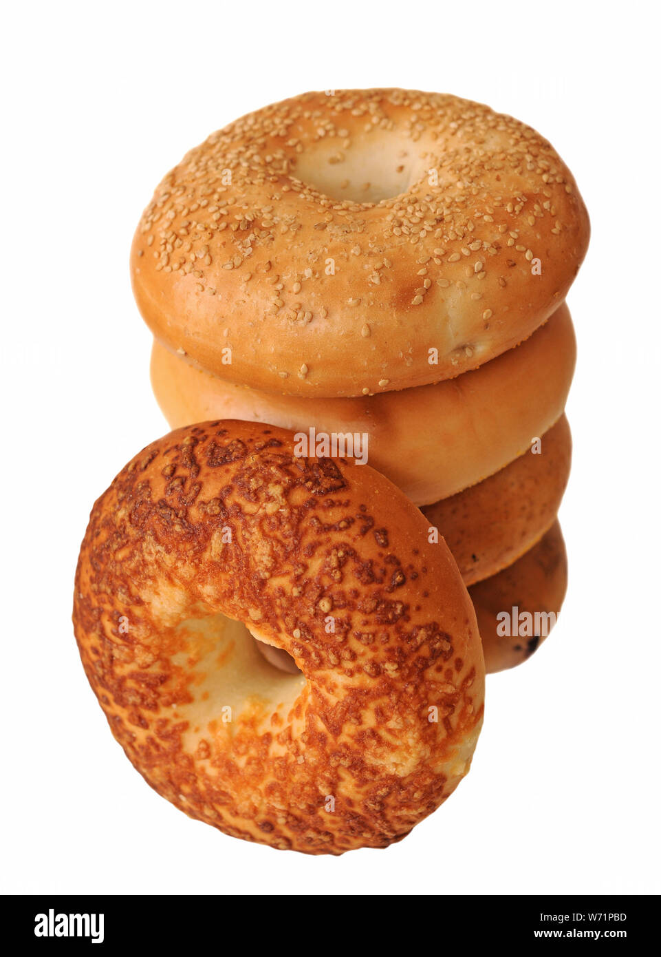 baked bagels isolated on white background Stock Photo - Alamy