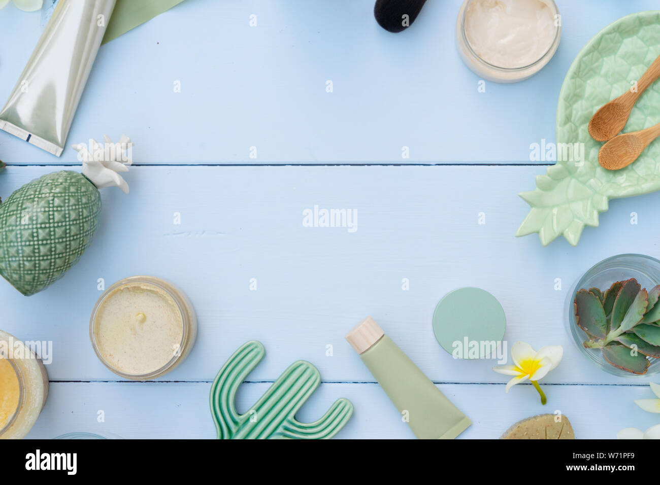 Beauty background with facial cosmetic products Stock Photo - Alamy