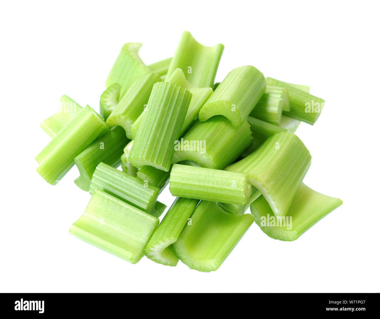 chopped celery isolated on white background Stock Photo - Alamy