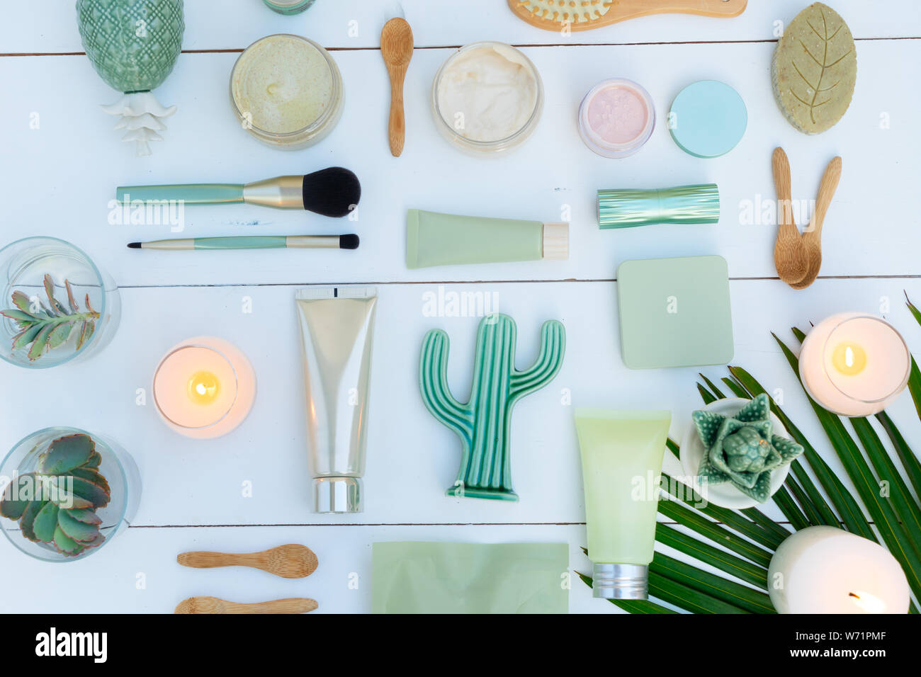 Beauty background with facial cosmetic products Stock Photo - Alamy