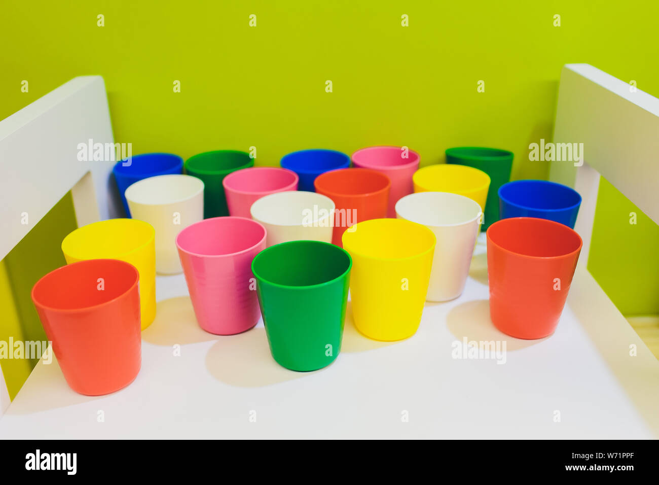 colorful and texture from the row of plastic cup Stock Photo - Alamy
