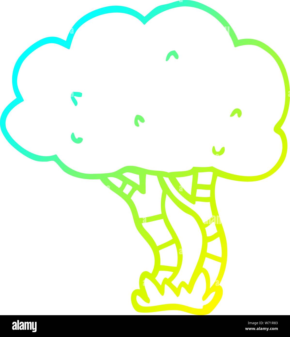 cold gradient line drawing of a cartoon tree Stock Vector Image & Art ...