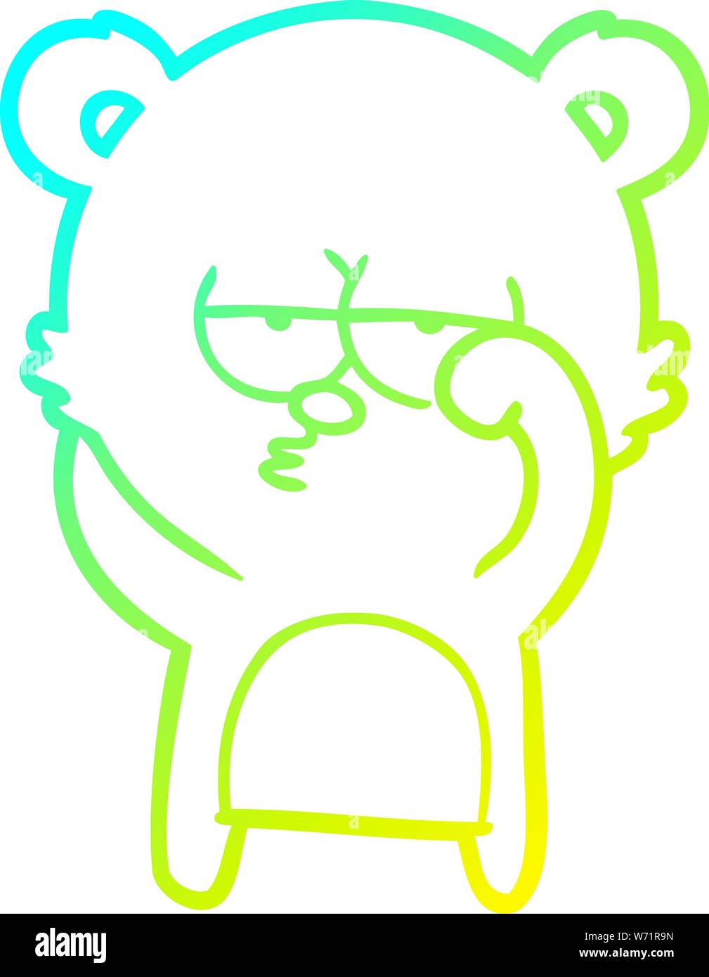 cold gradient line drawing of a bored bear cartoon Stock Vector Image ...